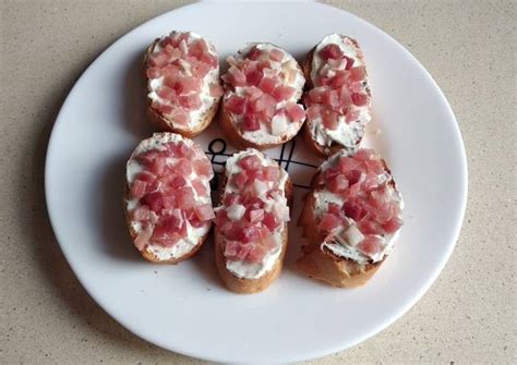 Canap S De Pan Tostado Con Queso Y Jam N Receta De Maricel Menal
