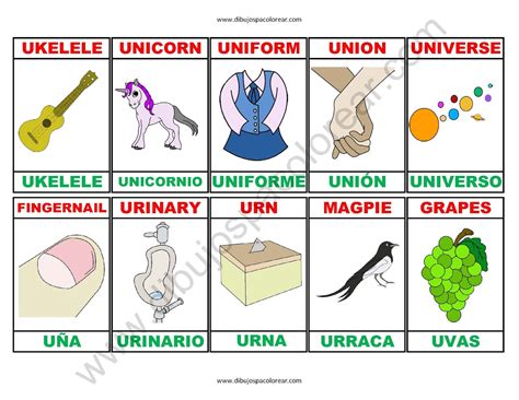 Memorama A Color Espa Ol Ingles De La Letra U