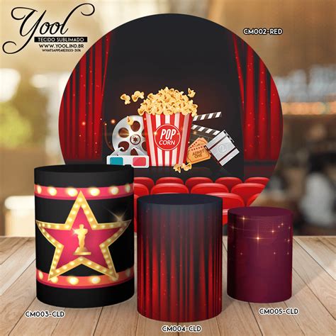 KIT PAINEL CINEMA REDONDO 3 CAPAS CILINDROS EM TECIDO SUBLIMADO Yool