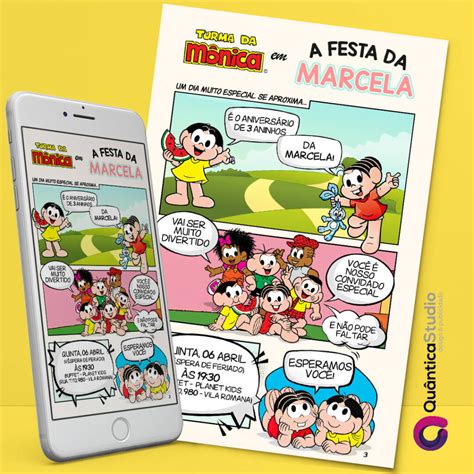 Convite Virtual Turma da Mônica Quadrinhos Quântica Studio