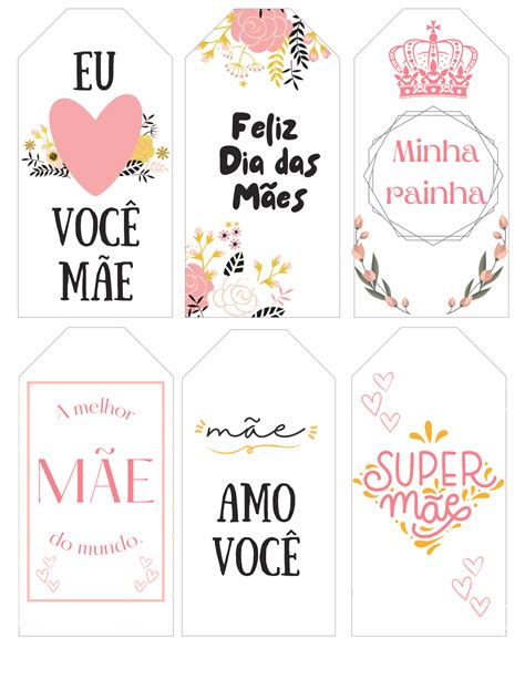 Tag para Dia das Mães 10 modelos para imprimir e recortar