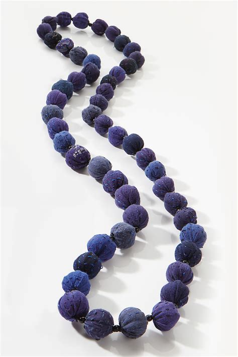Long Kantha Necklace In Blue By Mieko Mintz Silk Necklace Artful Home