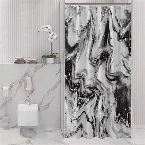Small Stall Shower Curtain 36 X 72 Narrow Half Abstract Marble Shower