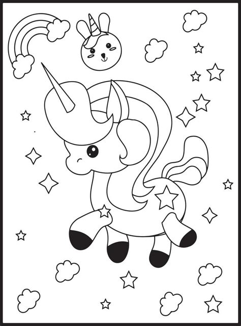 Dibujos De Unicornios Kawaii Para Colorear 19549138 Vector En Vecteezy