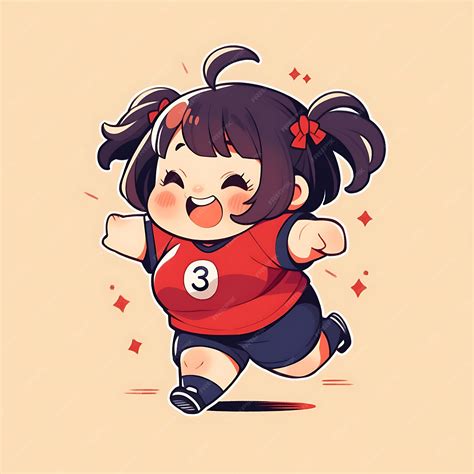 Premium Photo Sticker Anime Girl Cute Chubby Cartoon With Bold Vector Bold Line Design With