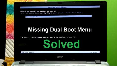 how to fix missing dual boot menu windows 10 8 7
