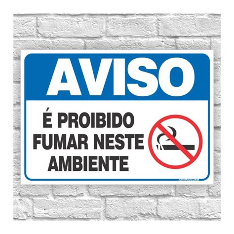 Placa De Aviso Proibido Fumar 15x20cm Shopee Brasil