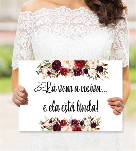 Placa para Casamento Lá Vem a Noiva Elo7 Produtos Especiais