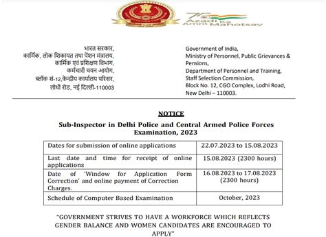 SSC CPO Recruitment 2023 SI Notification Apply Online Ssc Nic In
