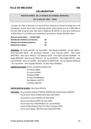 Calaméo Pv Conseil municipal de Melesse 10 Juillet 2020 19h30