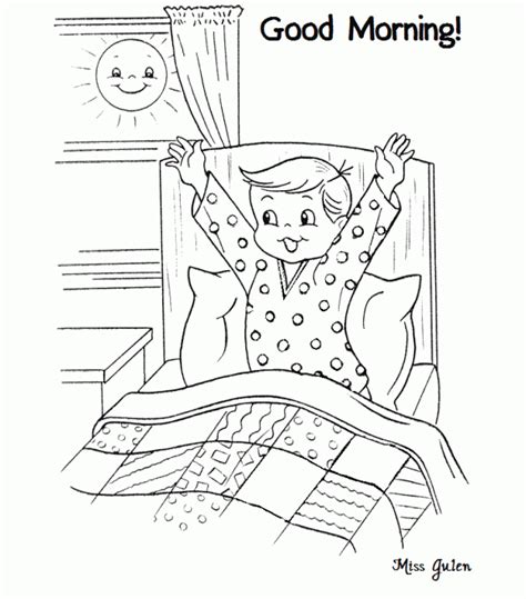 Dibujos de Good Morning Buen Día en inglés para pintar Colorear