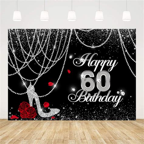 Buy Ticuenicoa 7x5ft Happy 60th Birthday Backdrop For Photoshoot Red