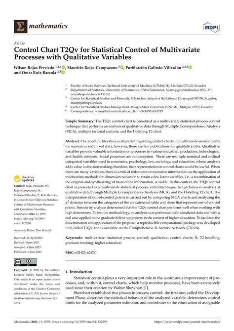 pdf control chart t2qv for statistical control of multivariate processes with qualitative