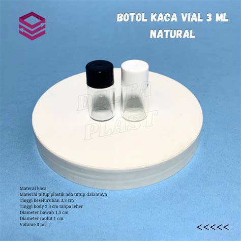 Jual Botol Kaca Vial 3ml Clear Tutup Plastik Botol Tester Sample