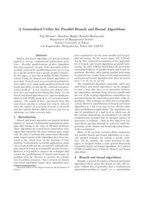 pdf a generalized utility for parallel branch and bound algorithms