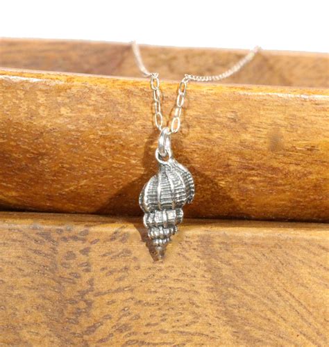 Shell Necklace Silver Conch Shell Necklace Beach Necklace Spiral