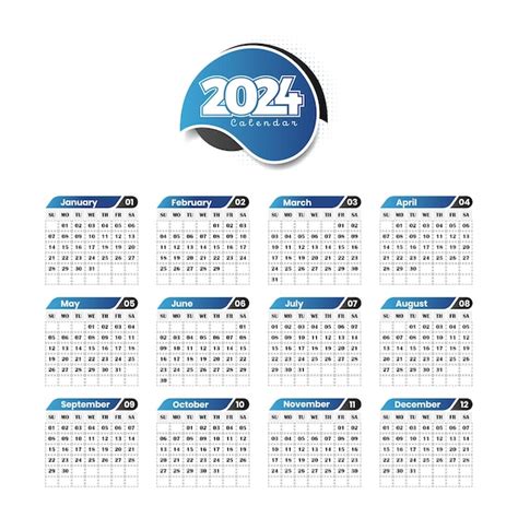 Premium Vector 2024 Calendar Template Free Vector