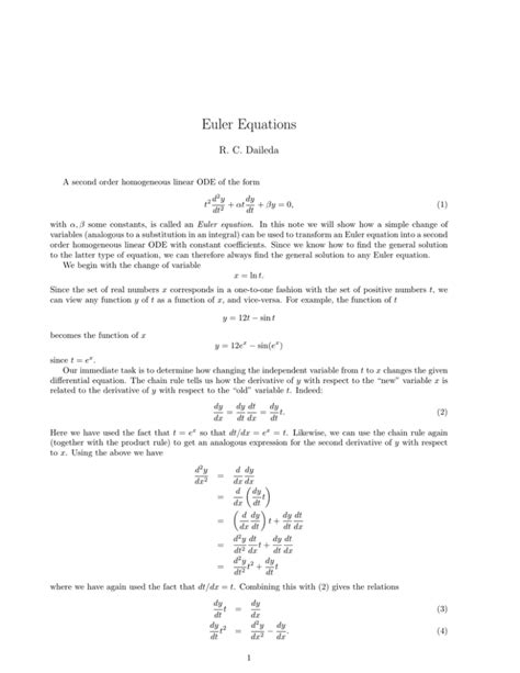 notes on euler equations
