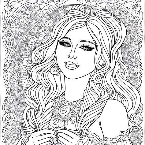 Very Beautiful Woman Coloring Book Page Arthub Ai