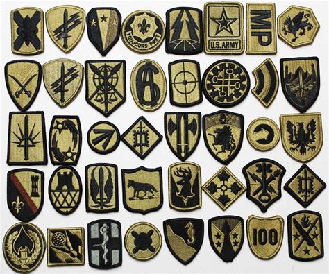 Assorted Us Army Subdued Military Unit Insignia Patches W Hook Back