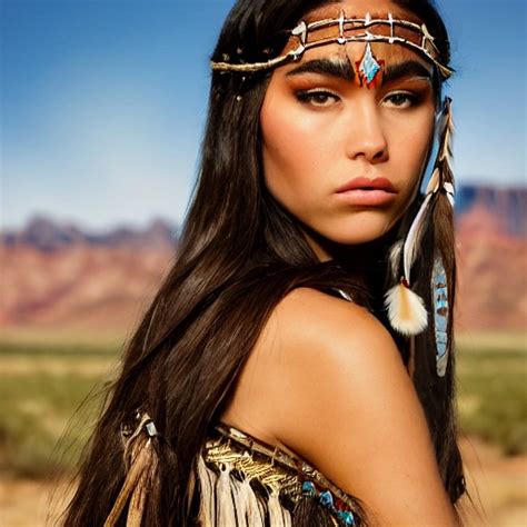 Mdjrny V4 Style Portrait Photograph Of Madison Beer As Pocahonta