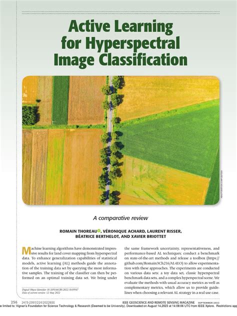 active learning for hyperspectral image classification a comparative review pdf