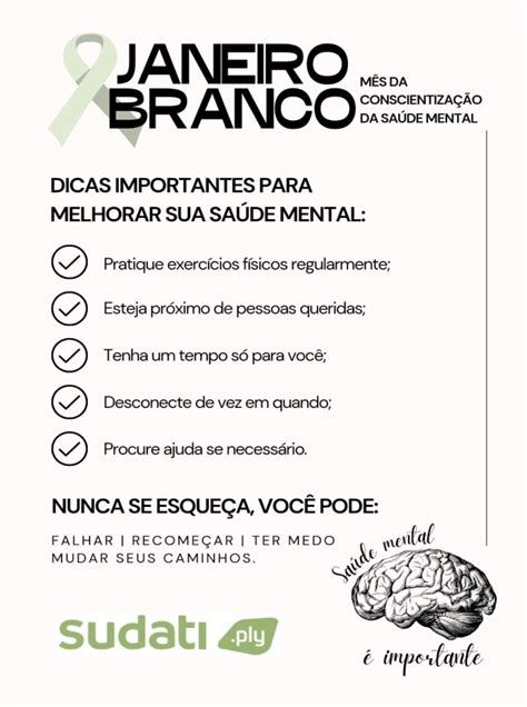 Janeiro Branco Mês da conscientização sobre a Saúde Mental