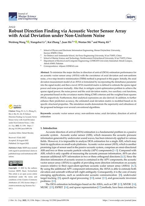 pdf robust direction finding via acoustic vector sensor array with axial deviation under non