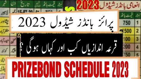 Prize Bond Schedule 2023 Complete Prize Bond Schedule 2023 YouTube