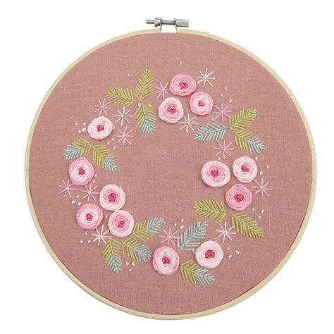 Let blomsterprintet diy broderisæt med ramme håndarbejde sæt korssting