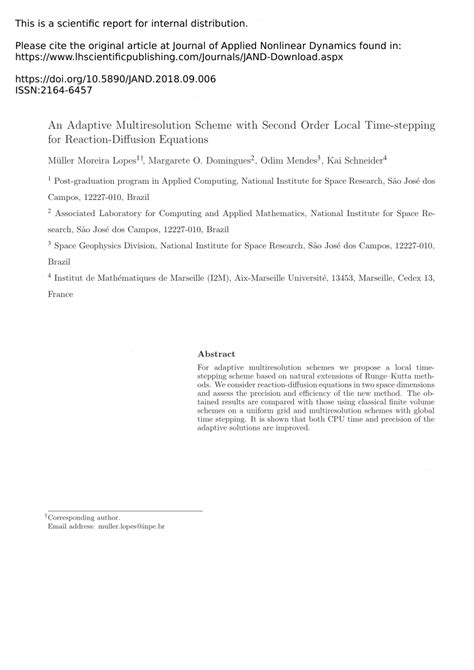 pdf an adaptive multiresolution scheme with second order local time stepping for reaction