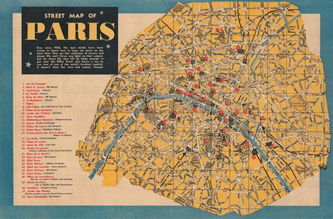 Old Map Of Paris France 1944 Fine Reproduction Large Map Etsy