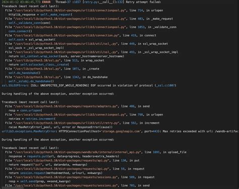 wandb log code causes network error transienterror wandb help wandb community