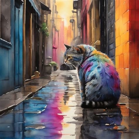 Raining Alley Cat Art Free Stock Photo Public Domain Pictures