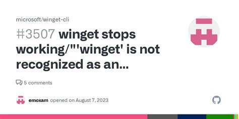 Winget Stops Working Winget Is Not Recognized As An Internal Or