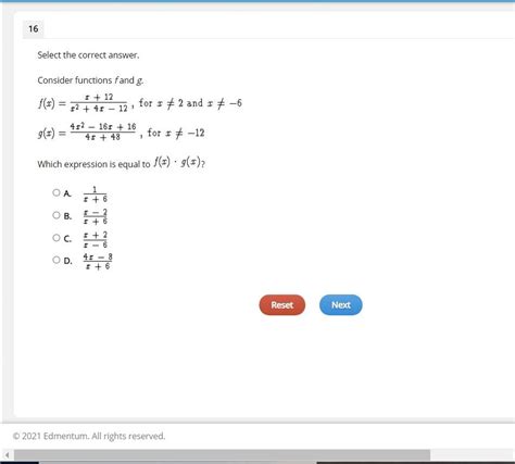 solved 16 select the correct answer consider functions fand
