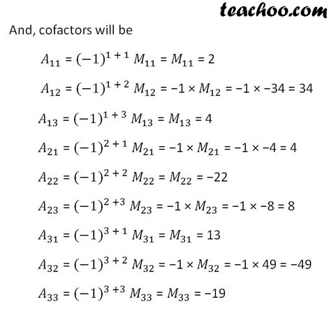 finding minors and cofactors of a 2x2 and 3x3 determinant teachoo