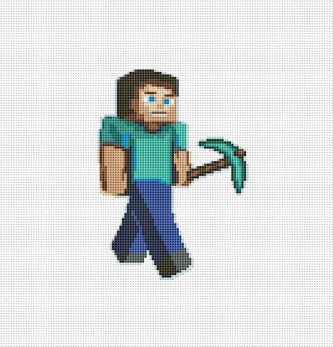 2 In 1 Minecraft Cross Stitch Patterns Steve Inspired Sword Etsy