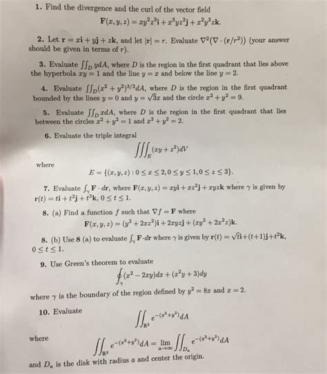 solved find the divergence and the curl of the vector field
