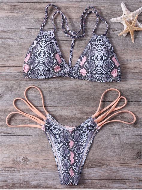 Off T Back Snakeskin Bikini Set In Colormix Zaful