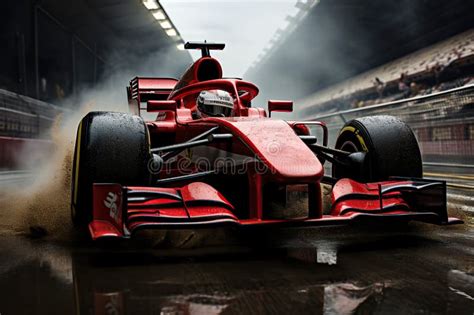 Carro De Corridas Vermelhas Na Pista De Corrida Da Fórmula Um Foto de