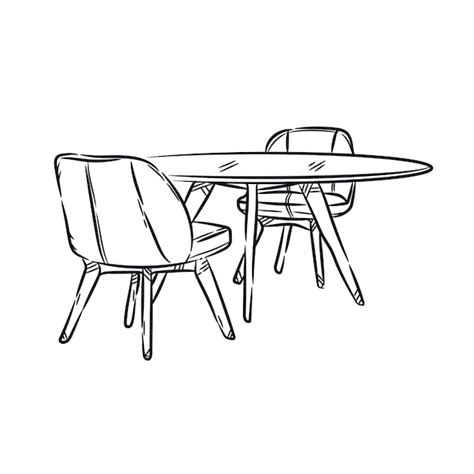 Premium Vector Chairs And Round Table Hand Drawn Sketch Vector