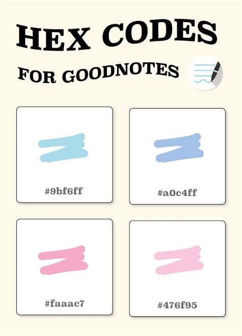 Goodnotes Hex Codes Color Palette L Farbcodes L Farben In Hex