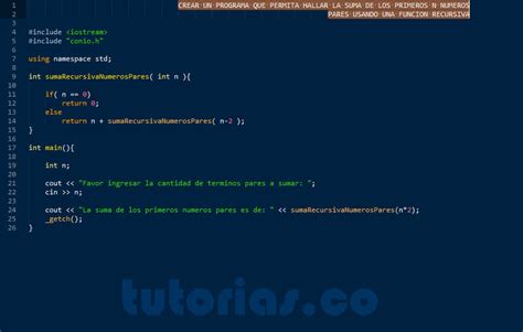 Recursividad Visual C Suma Recursiva De Numeros Pares Tutorias Co