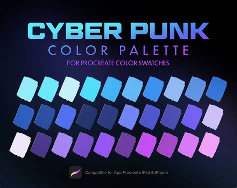 Paleta de colores de neón cyberpunk color claro futurista paleta