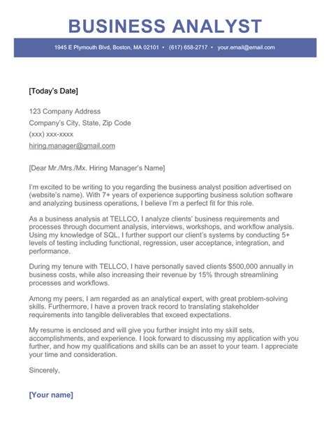 Sample Business Analyst Cover Letter Whiteoilady