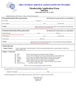 Fillable Online Membership Application Form CSAO Fax Email Print