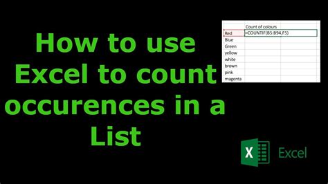 Excel How To Count Occurrences Of A Value In A List Easily YouTube