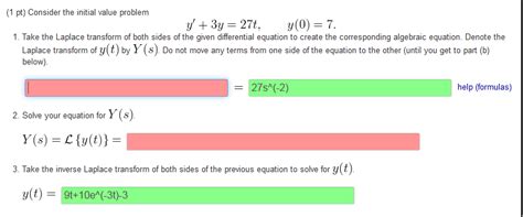 solved 1 pt consider the initial value problem y 3y