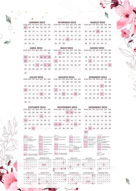 Calendario 2023 Floral Fazendo A Nossa Festa
